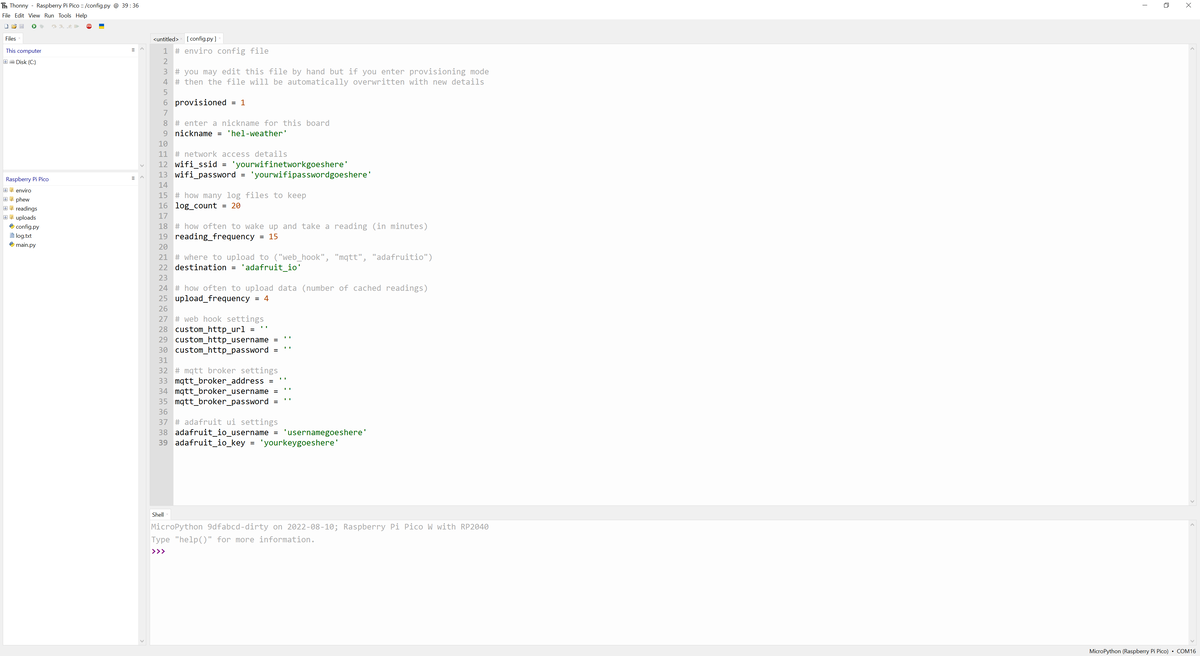 Getting Started with Enviro (Pico W Aboard)