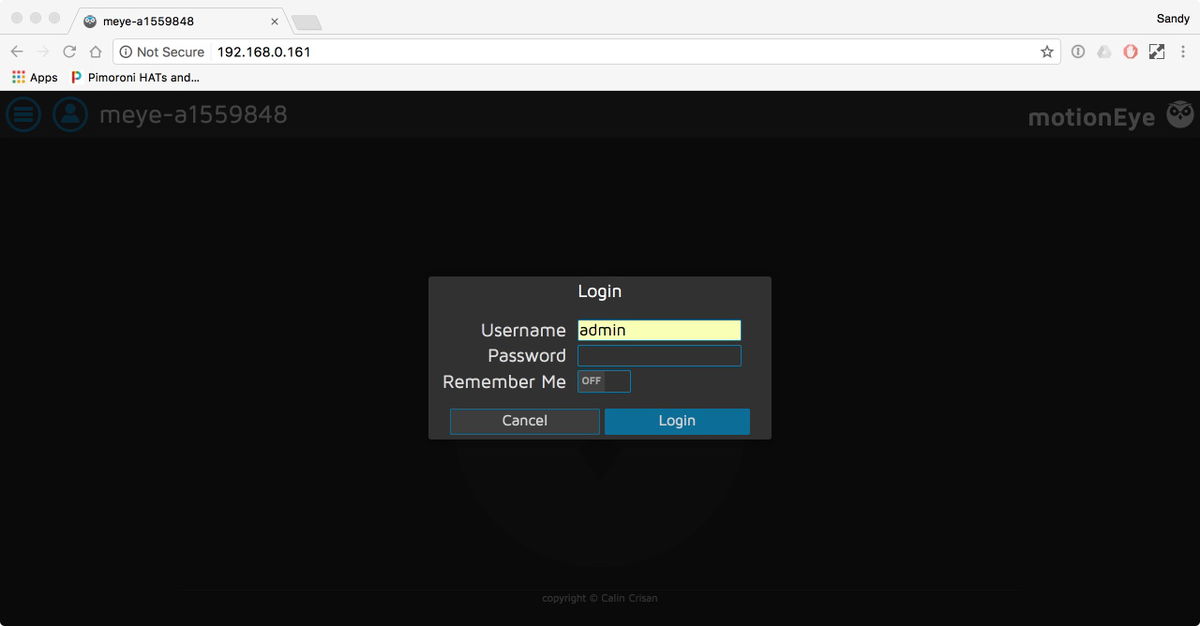 motionEye OS on your OctoCam
